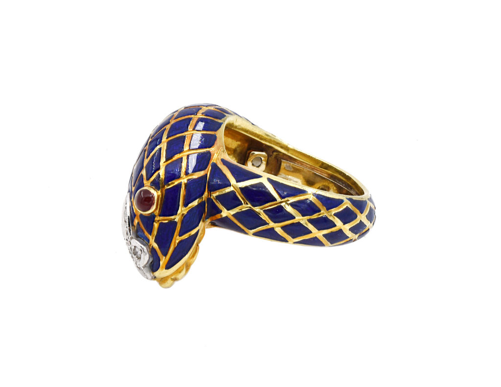 Vintage David Webb 18k Yellow Gold Snake Ring